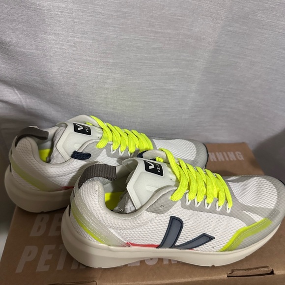 Veja | Shoes | Veja White And Neon Yellow Sneakers | Poshmark